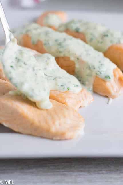 Pressure Cooker Salmon with Creamy Herb Parmesan Sauce - My Forking Life