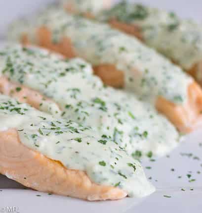 Pressure Cooker Salmon with Creamy Herb Parmesan Sauce - My Forking Life