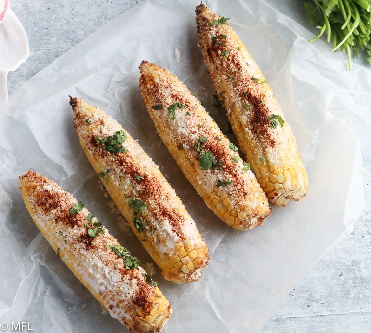Air Fryer Corn on the Cob (Mexican Street Style) - My Forking Life