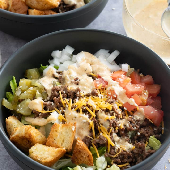 Big Mac Bowl (with Signature Sauce and Crispy Croutons) - My Forking Life